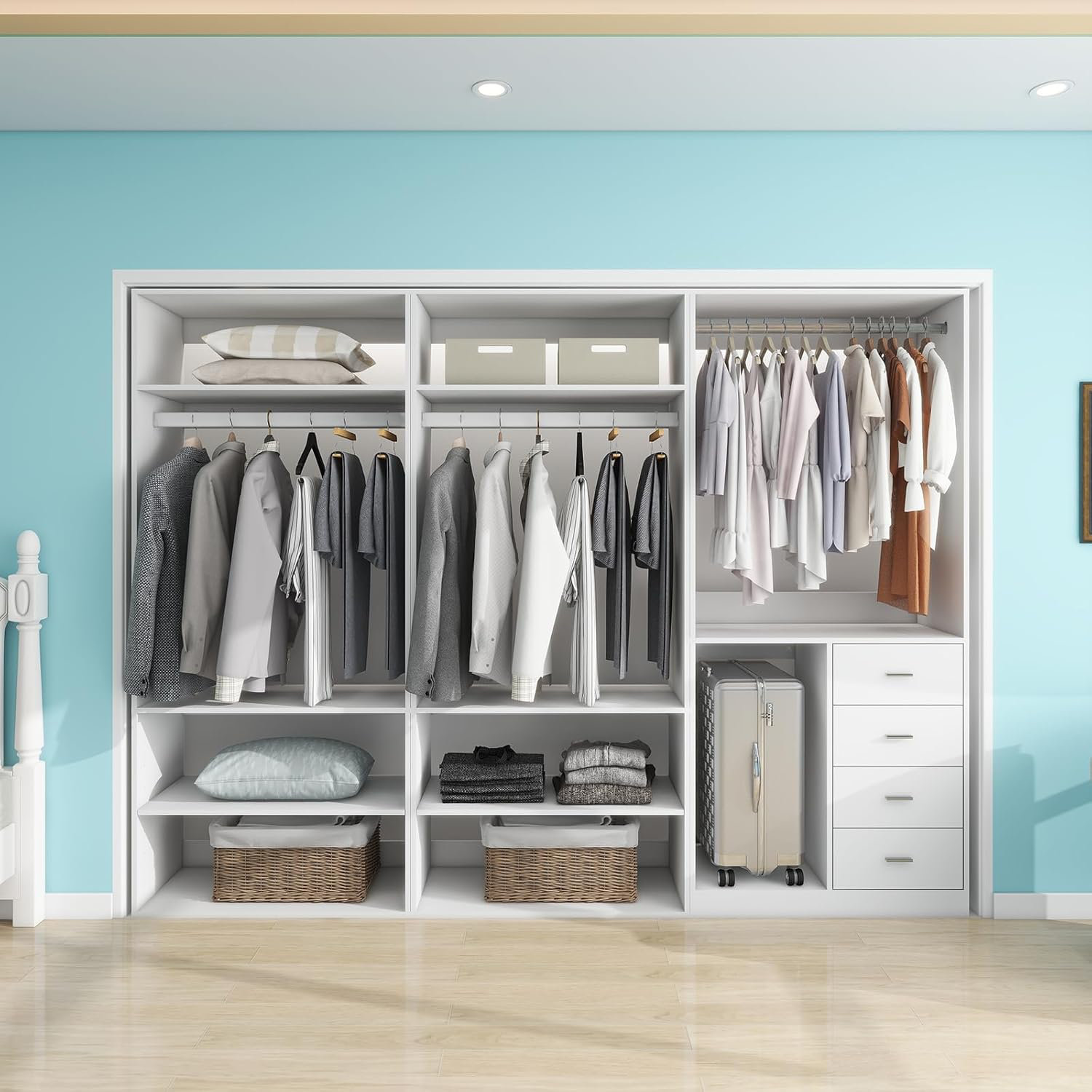 Latitude Run® Closet System , Built in Closet with 4 Drawers, Modern ...