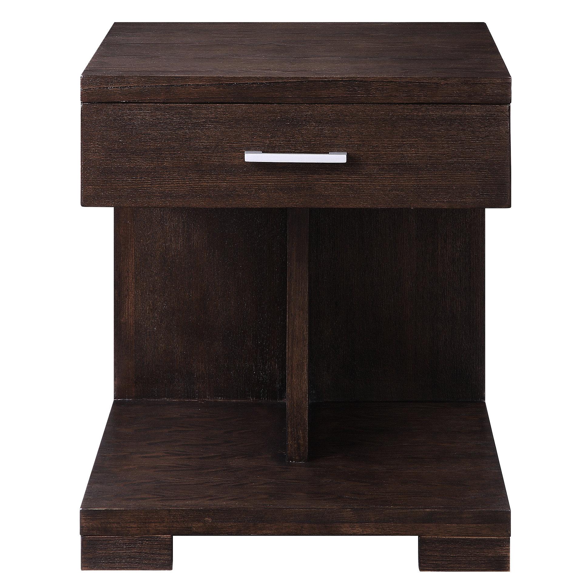 Latitude Run® Walnut 1 End Table For Contemporary Office With Shelf ...