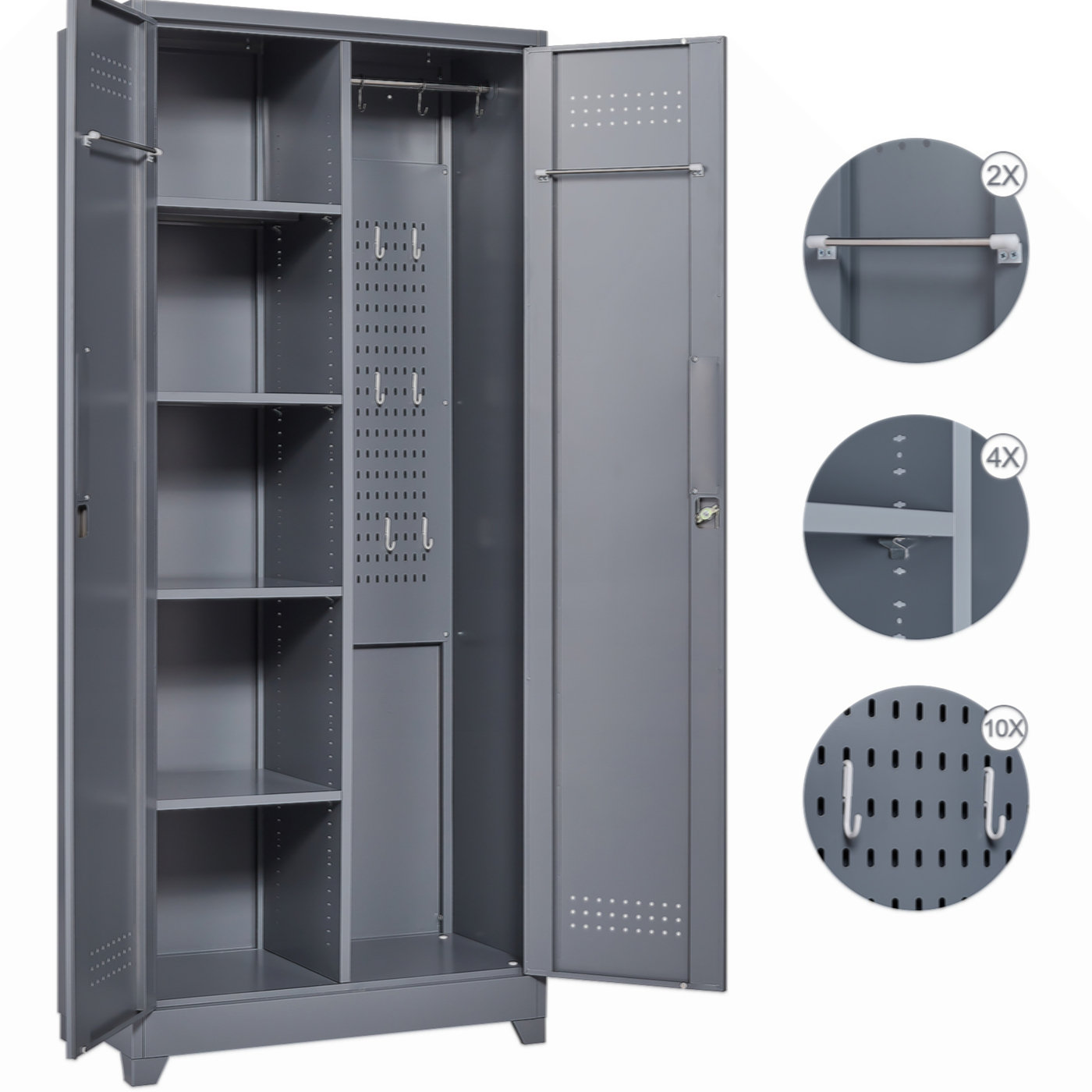 Inbox Zero Metal Storage Cabinets, Cleaning Tool Cabinet With Locking ...