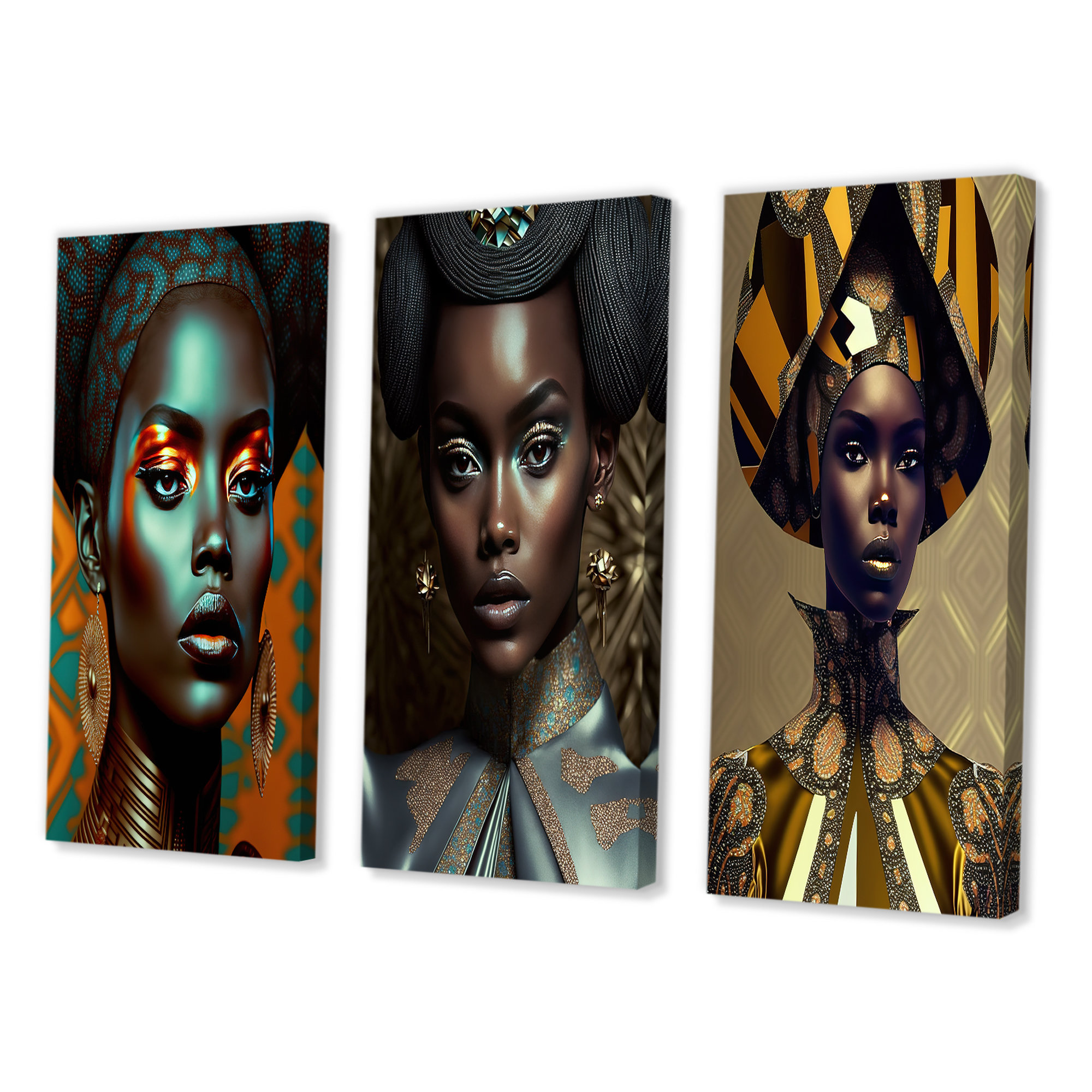 Red Barrel Studio® " Avant-Garde Elegant African Woman " 3 - Pieces on ...