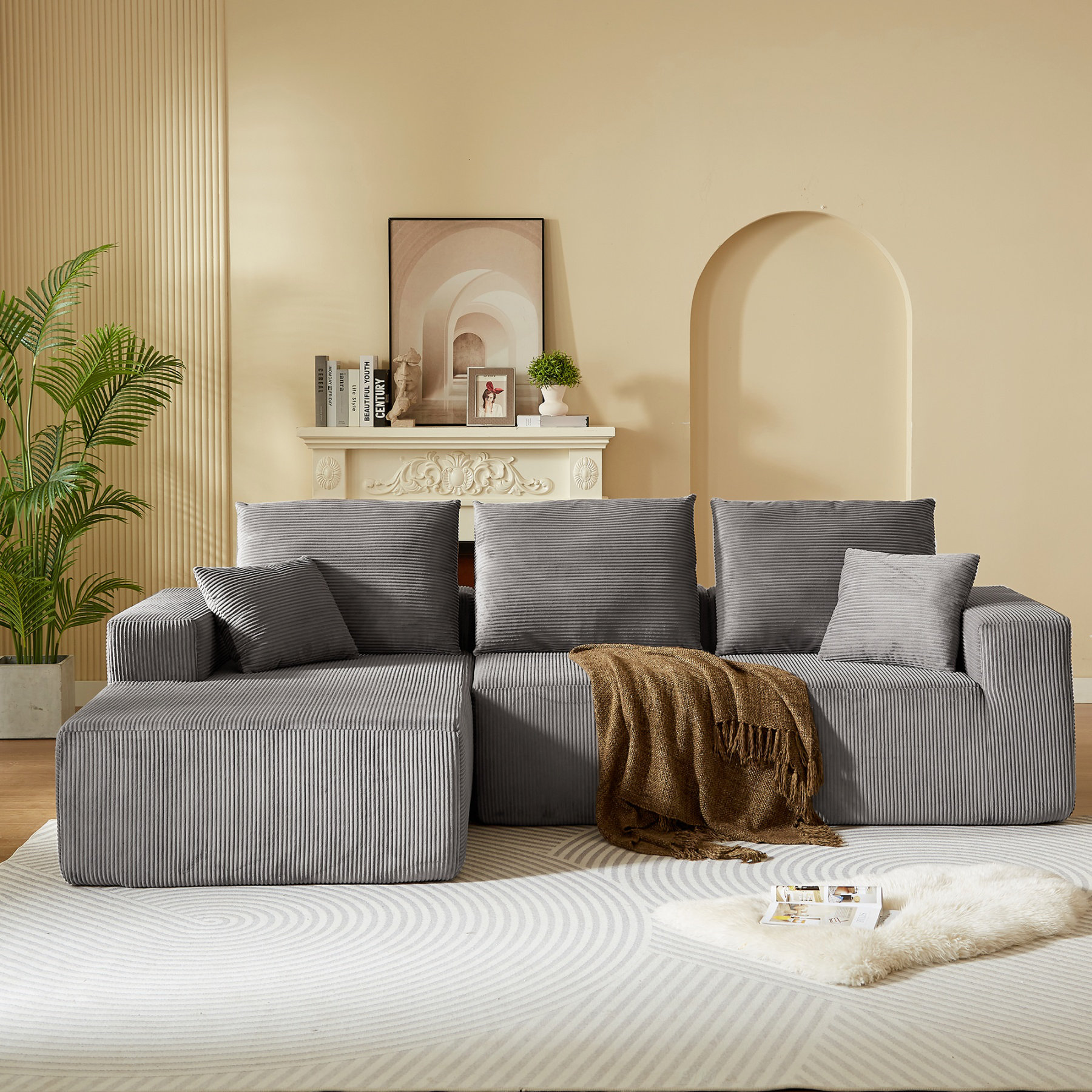 Mercer41 Modular Sectional Sofa With Chaise, Modern L Shaped Cloud ...