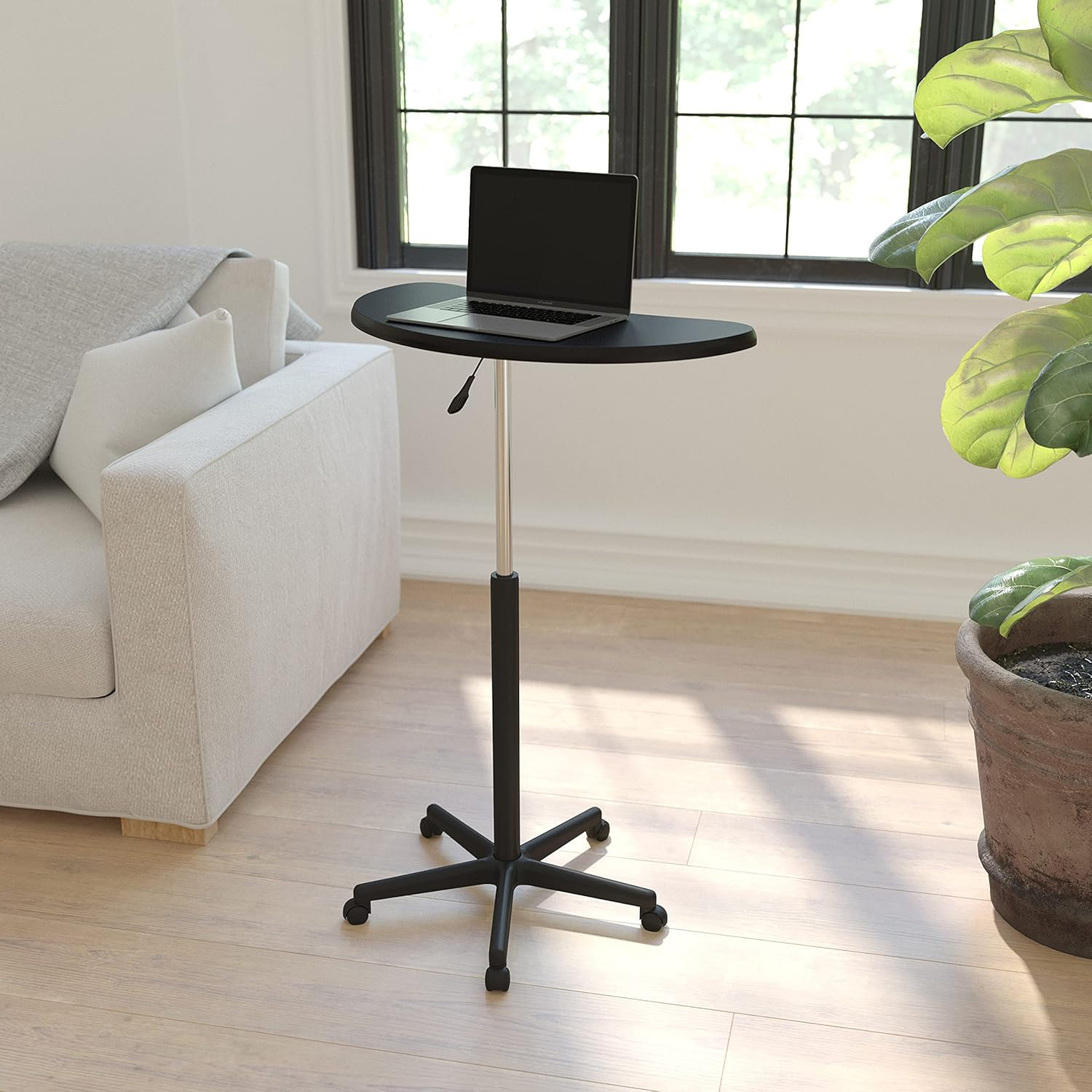 Wrought Studio Sit To Stand Mobile Laptop Desk/Speaker's Lectern With Wheels, Modern Height ...