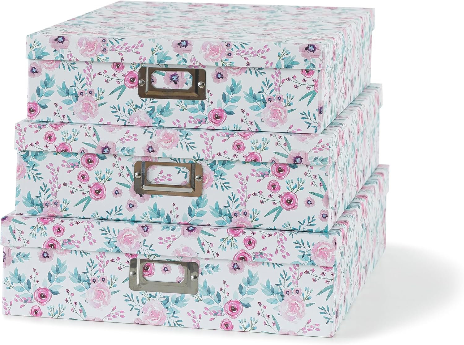 Dakota Fields Floral Decorative Storage Boxes With Lids - Set Of 3 ...