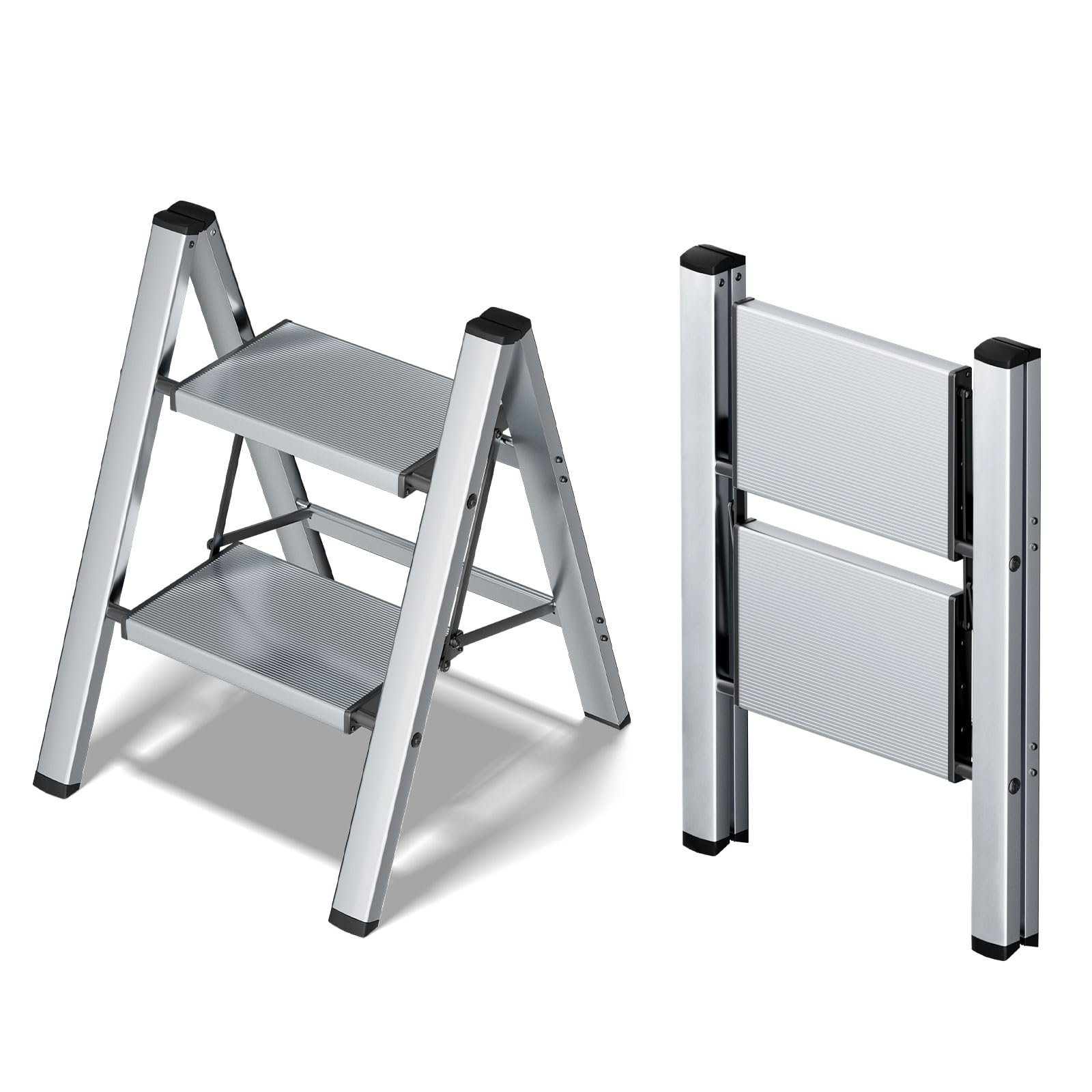 Ivy Bronx 2 Step Ladder,Aluminum Lightweight Folding 2 Step Stool With ...