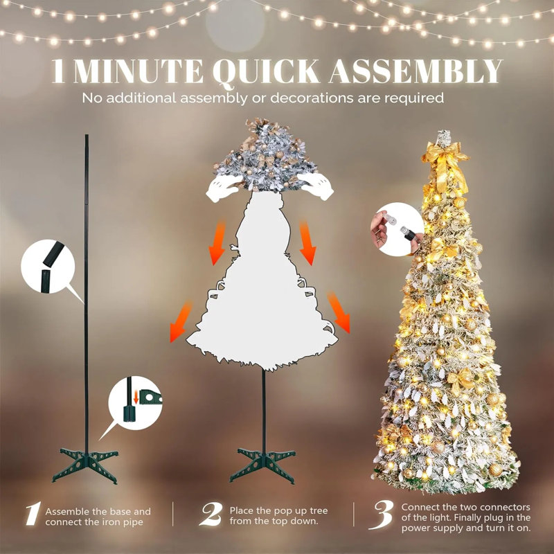 The Holiday Aisle® 6ft Pre-lit Pop-up Artificial Christmas Tree With ...