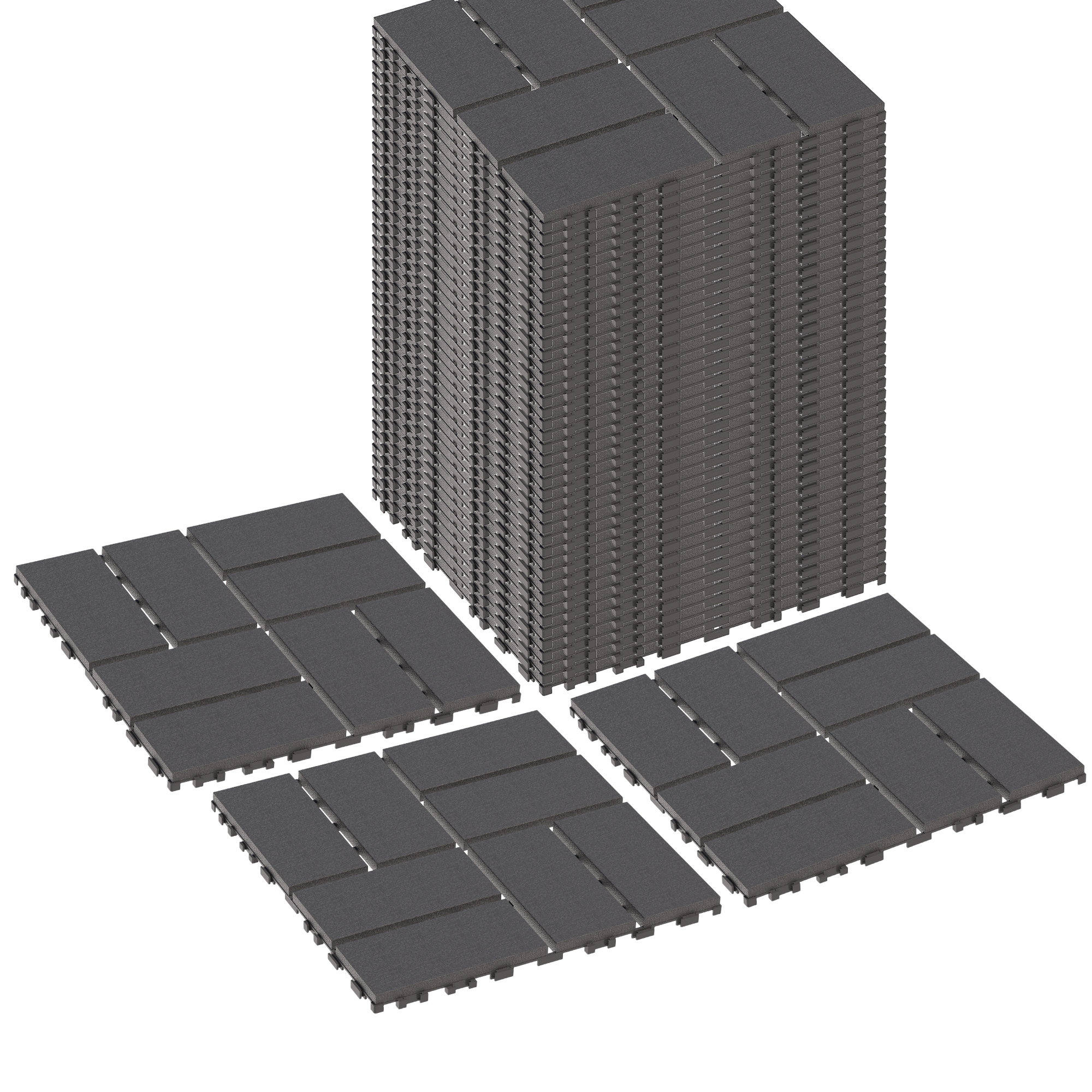 Dynoson 12"X12" Plastic Interlocking Grey Deck Tiles All Weather Use(44 ...