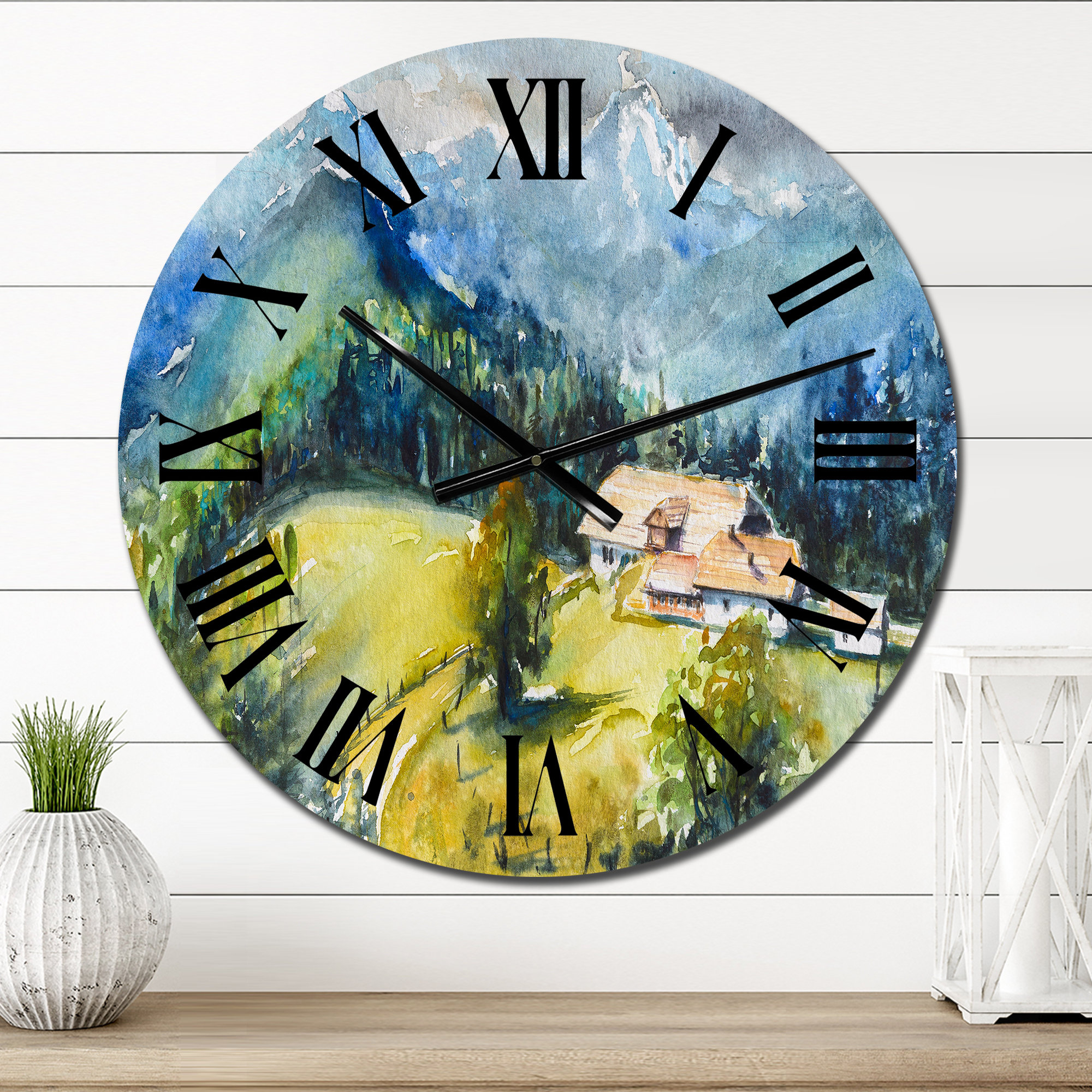 East Urban Home Mountain Ranges and Farm in Foreground - Country Wall ...