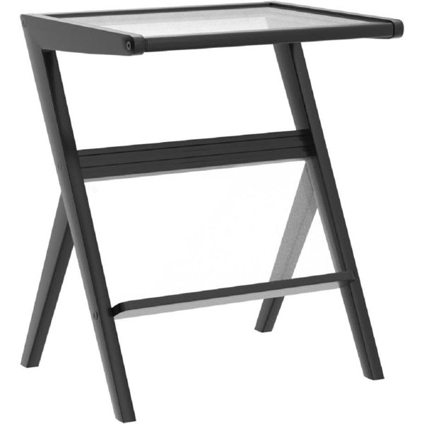 Ivy Bronx Side Table Z Shape End Table With Tempered Glass Top, Solid ...