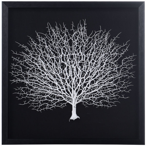 Wildon Home® White Tree on Black Background Shadow Box - Shadow Box ...