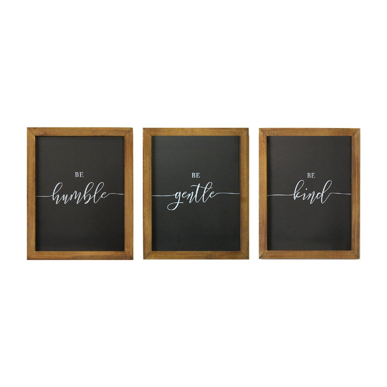 Gracie Oaks 3 Piece Be Kind Be Gentle Be Humble Brown Wood Frame Wall ...