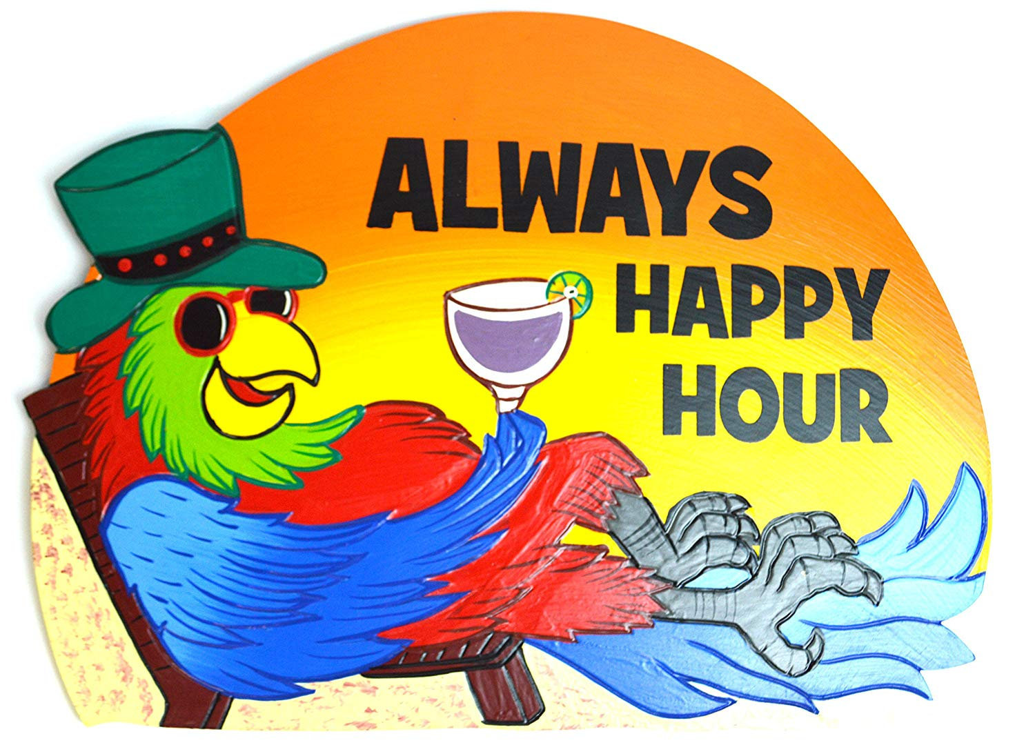 World Bazzar Hand Carved Wooden Orange Parrot In Chair ALWAYS HAPPY ...