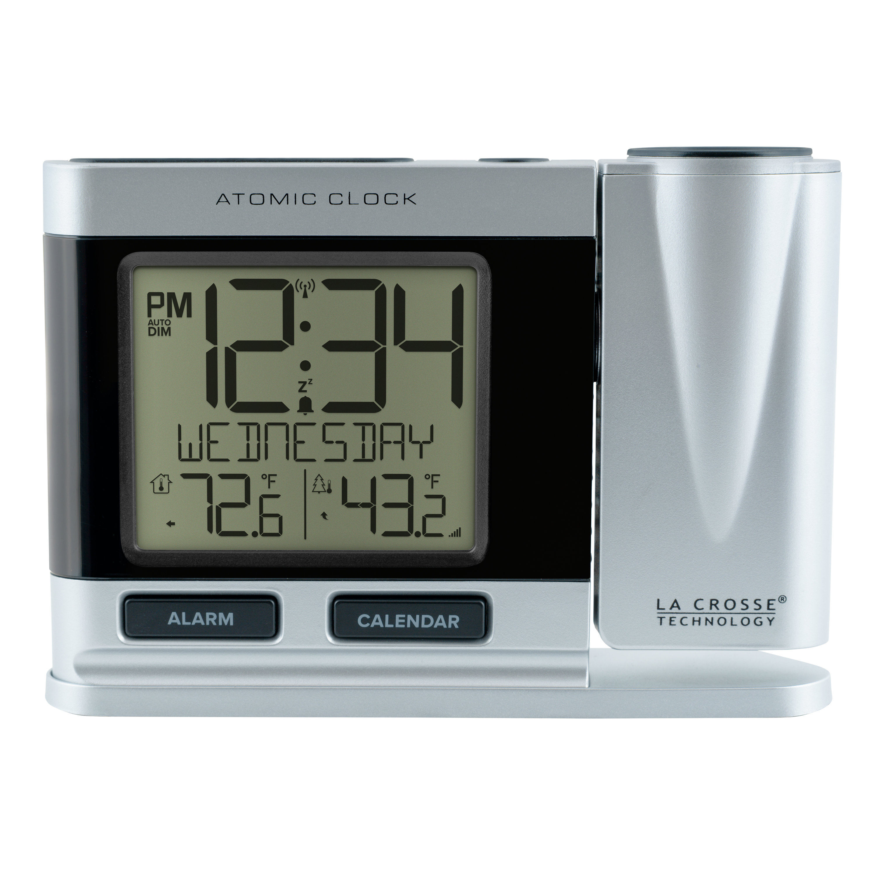 La Crosse Technology Silver Atomic Projection Alarm Clock with ...