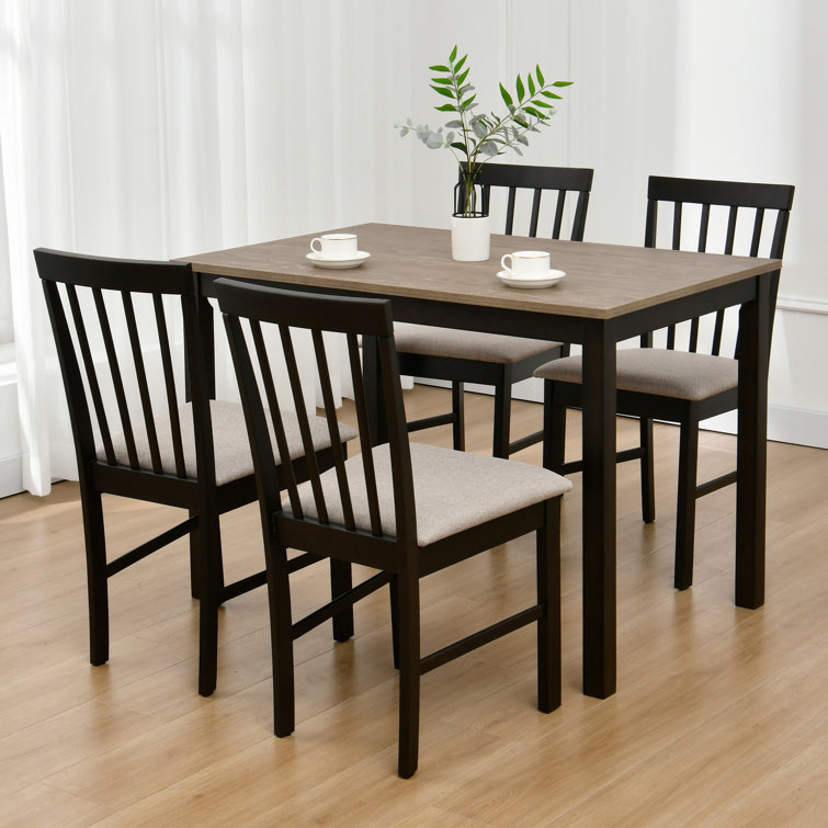 Gracie Oaks Modern Rustic Wood Dining Table And Chair Set | Wayfair