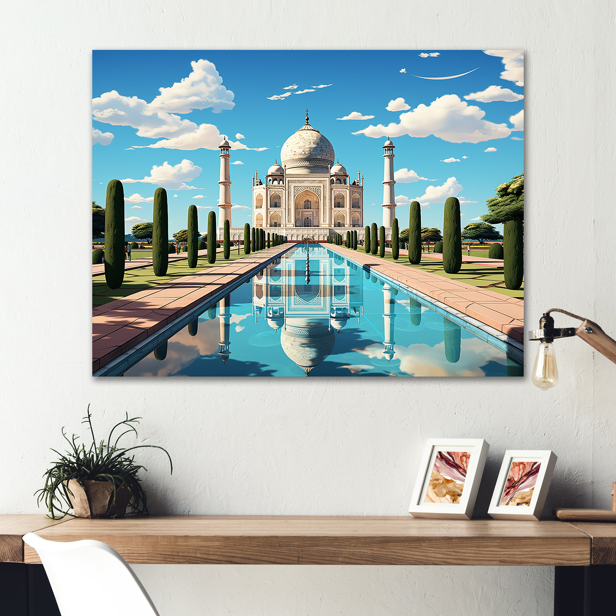 Latitude Run® Indian Art Taj Mahal Sunshine - Indian Art Metal Wall Art ...