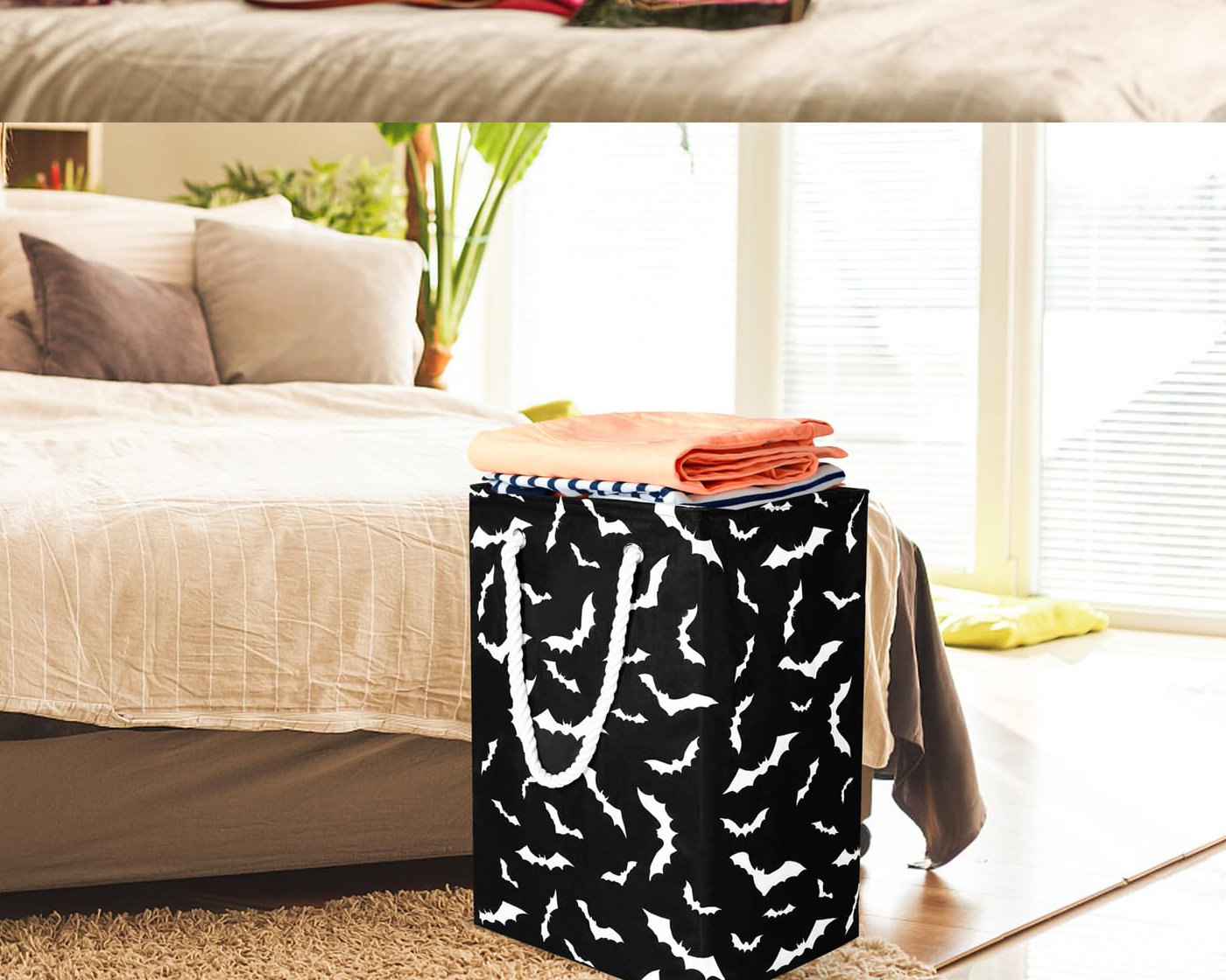 The Holiday Aisle® Halloween Bat Black Laundry Hamper, 78L Large ...