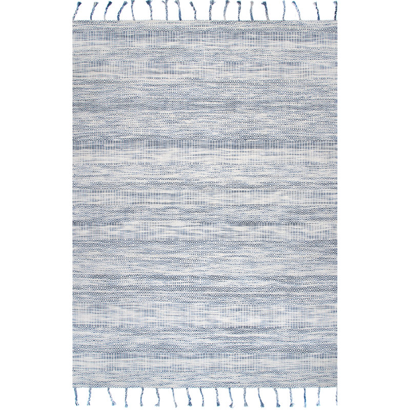 Dakota Fields Handmade Hand Hooked Cotton Blue Rug & Reviews | Wayfair