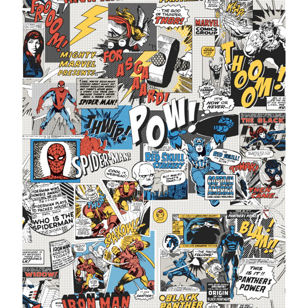 York Wallcoverings SAMPLE-Marvel Comics Pow! 33' L x 20.5" W Wallpaper ...