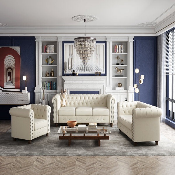 Alcott Hill® Abye 60" Velvet Rolled Arm Chesterfield Loveseat with ...