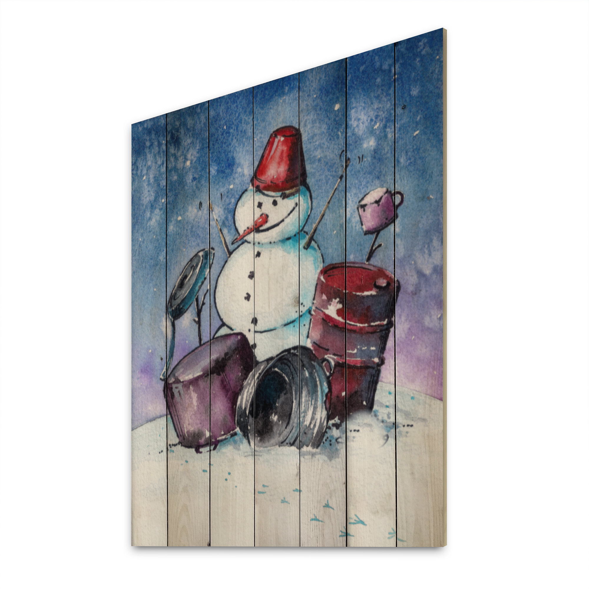 The Holiday Aisle® Christmas Snowman Playing Drum Set - Traditional ...