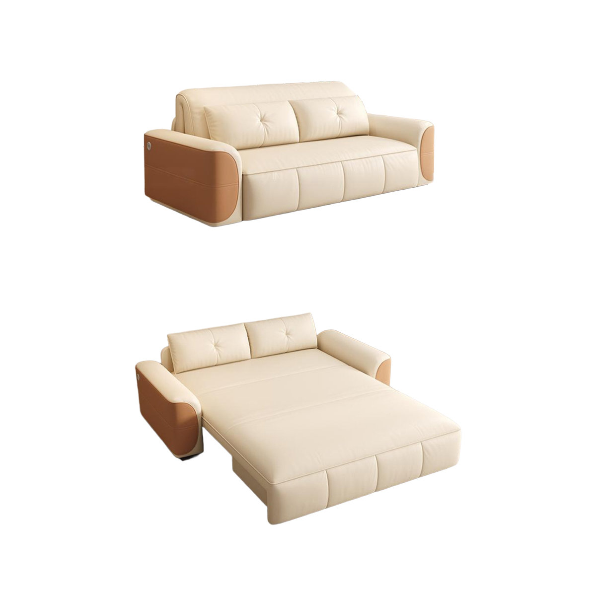 BELSUB Modern Color-Blocked Nappa Leather Smart Electric Sofa With ...