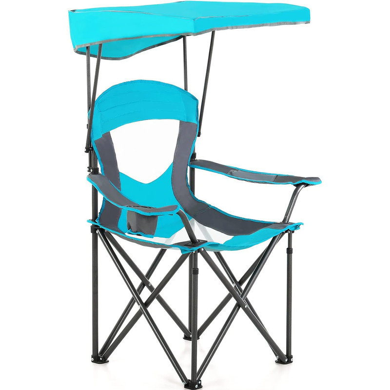 Arlmont & Co. Enamel Blue Folding Camping Chair withRetractable UPF50 ...