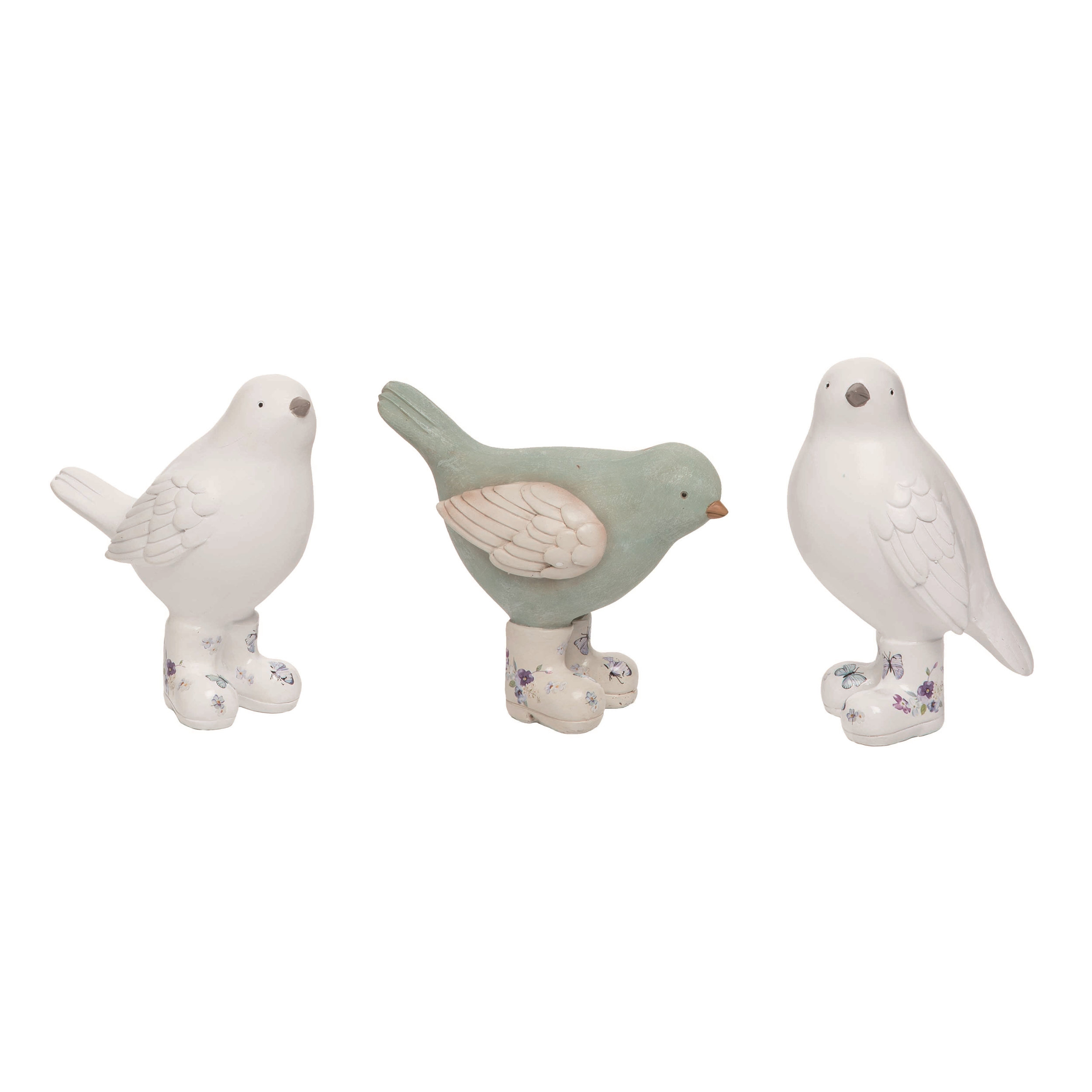Dakota Fields Resin 6 in. Multicolor Spring Bird with Boots Decor Set ...