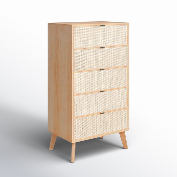 Corrigan Studio® Raenada Natural 5-Drawer Cane Chest & Reviews | Wayfair