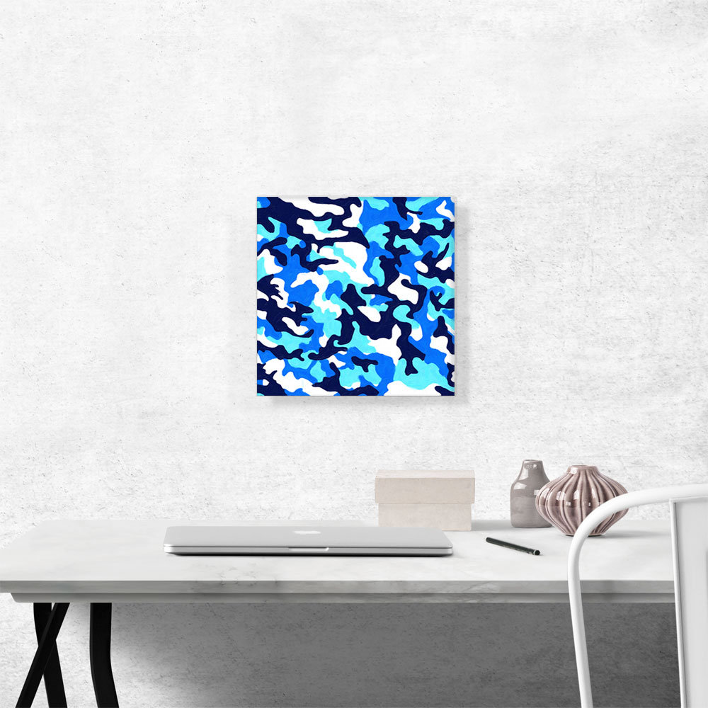ARTCANVAS Navy Blue Baby White Teal Camo Camouflage Pattern Canvas Art ...