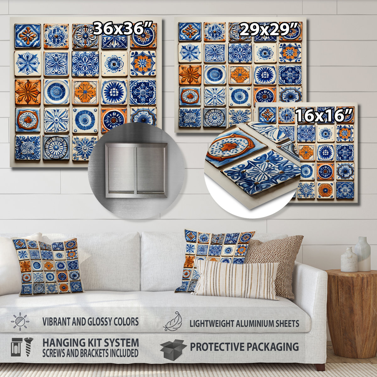 Dakota Fields Boho Turkish Blue Tiles 1 - Boho Tiles Metal Wall Art ...