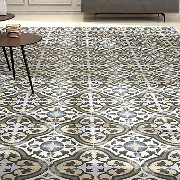 Merola Tile Evoque Arte Carthusian 10" x 10" Porcelain Patterned Wall ...
