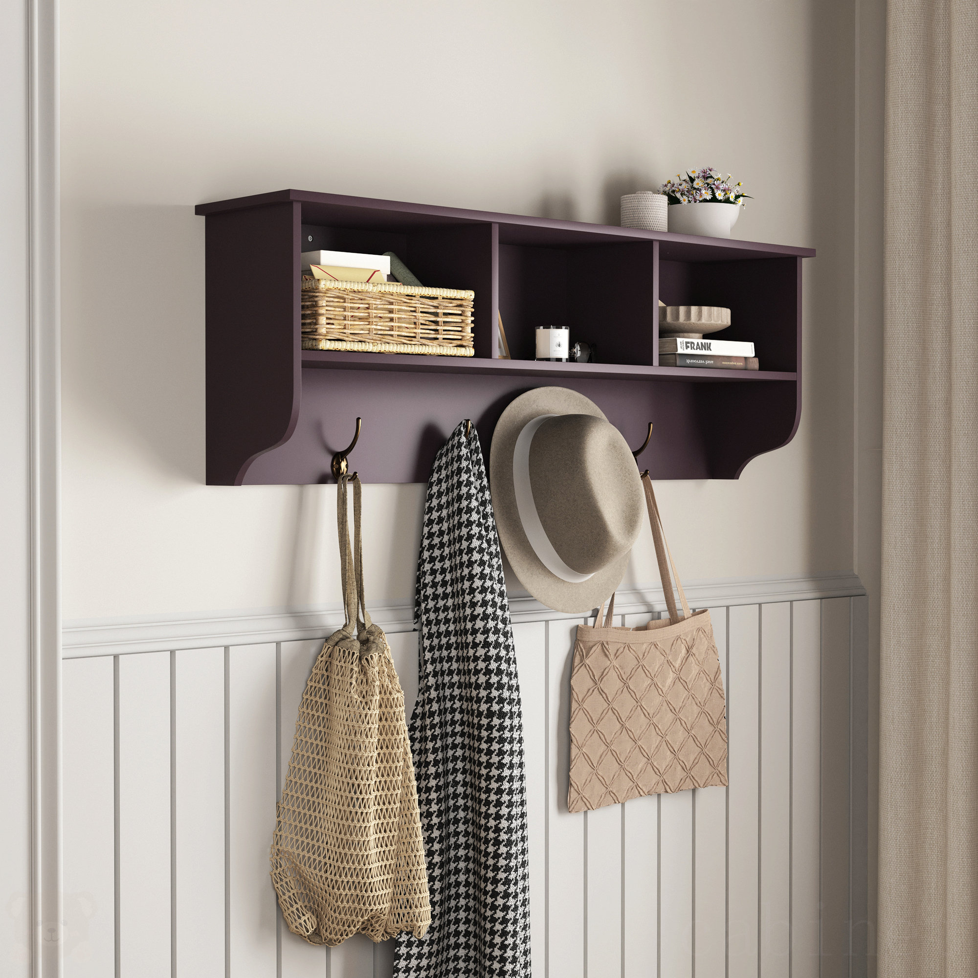 Lark Manor™ Espresso Entryway Wall Mounted Coat Rack With 4 Dual Hooks ...