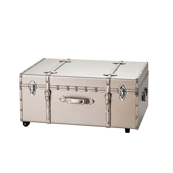 DormCo Texture Brand Designer Trunk with Wheels - Faux Leather ...