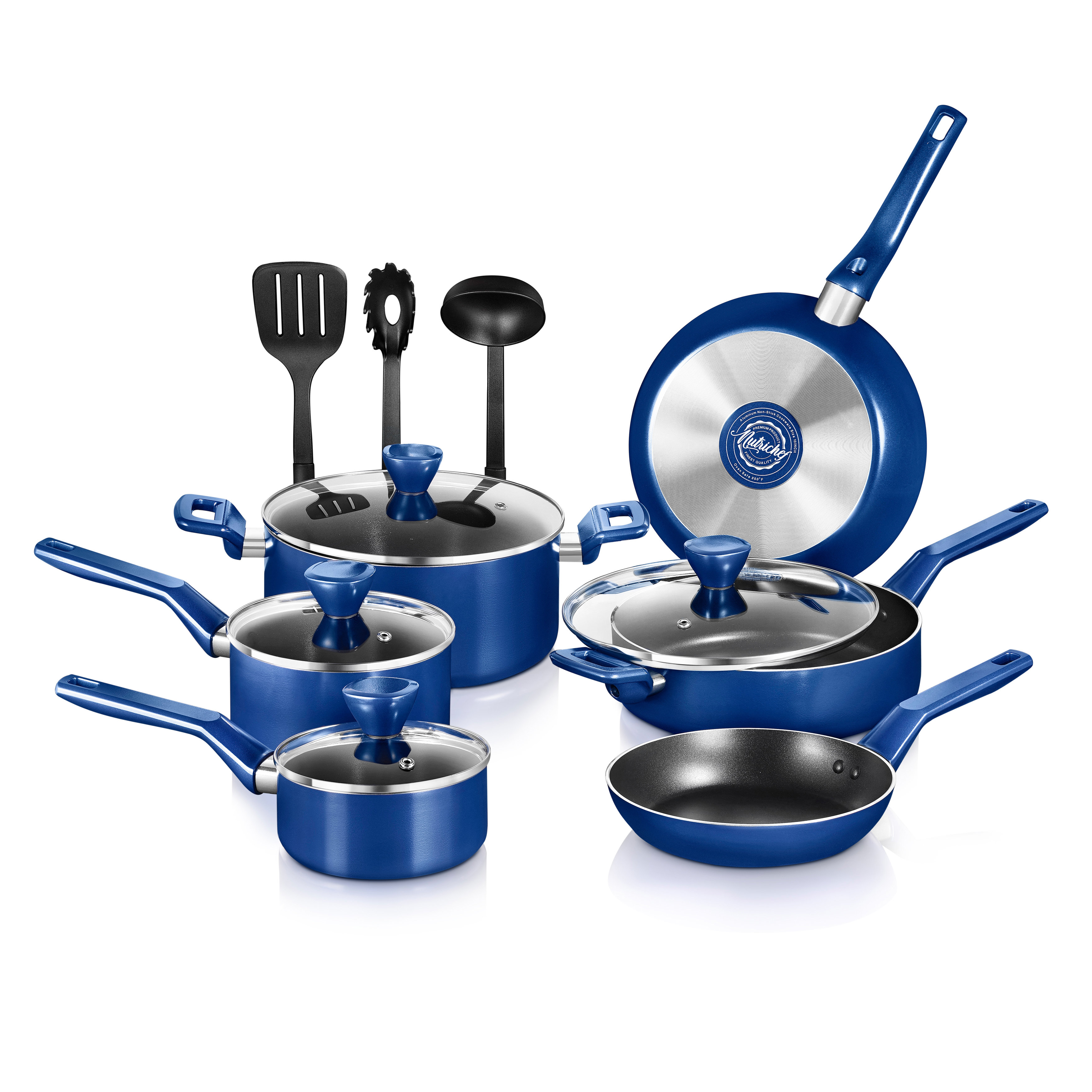 NutriChef Pots & Pans-stylish Kitchen Cookware, Non-stick (13-piece Set ...