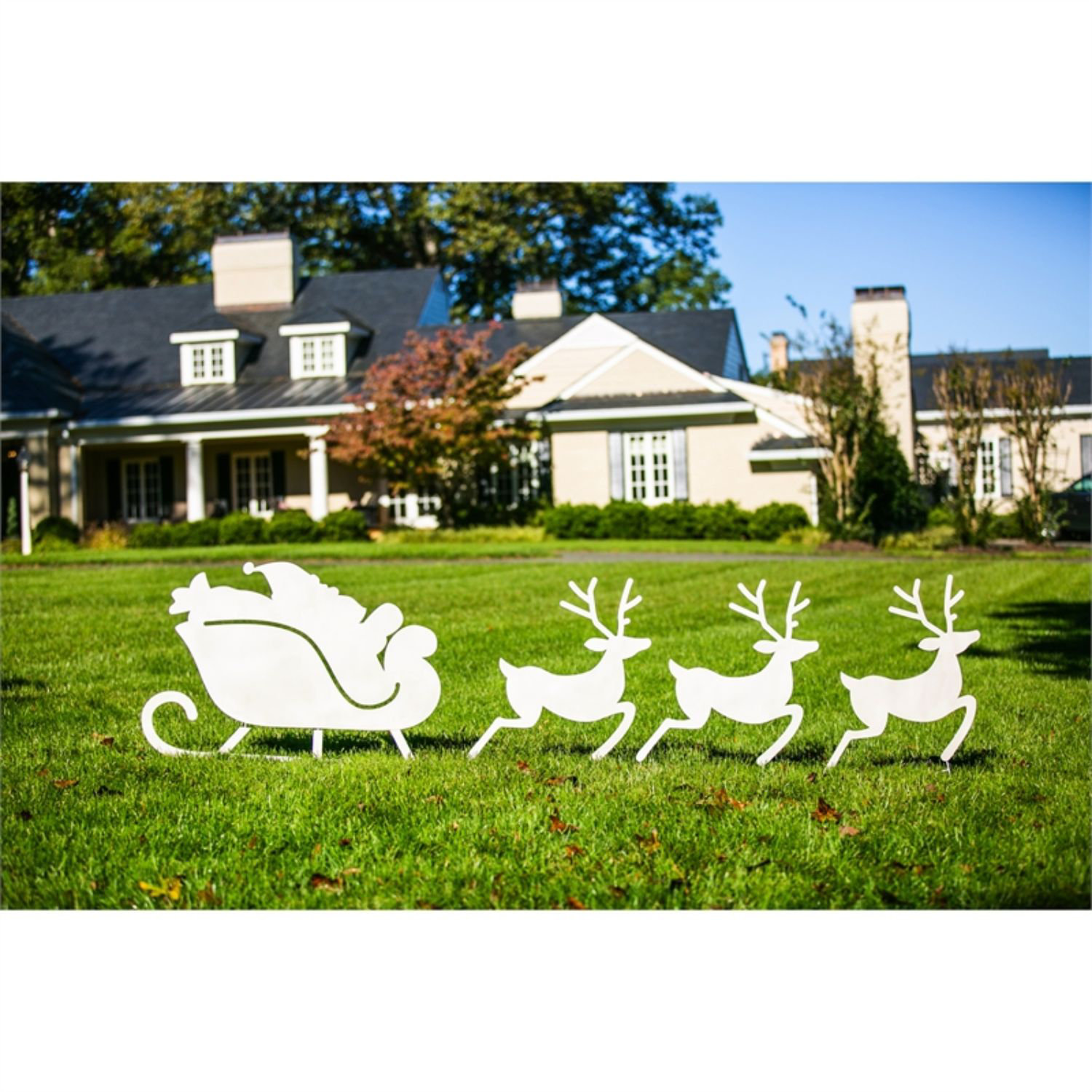 Evergreen Enterprises, Inc Santa and Reindeer Metal Laser Cut Yard ...