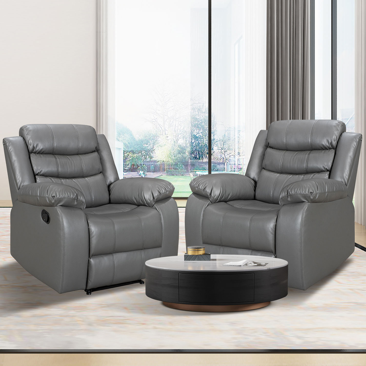 Latitude Run® Lacreta Humes Air Leather Recliners Living Room Set Of 2 ...