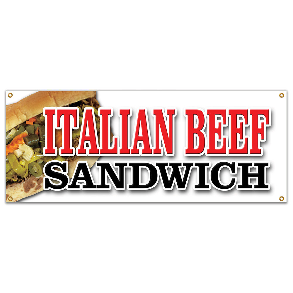 SignMission ITALIAN BEEF SANDWICH BANNER SIGN Salami Meat Deli Italian ...