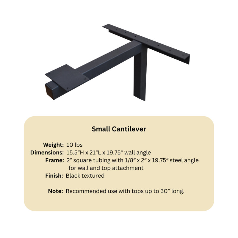 JI Bases 16" x 21" Small Cantilever Wall-Mount Table Base | Wayfair