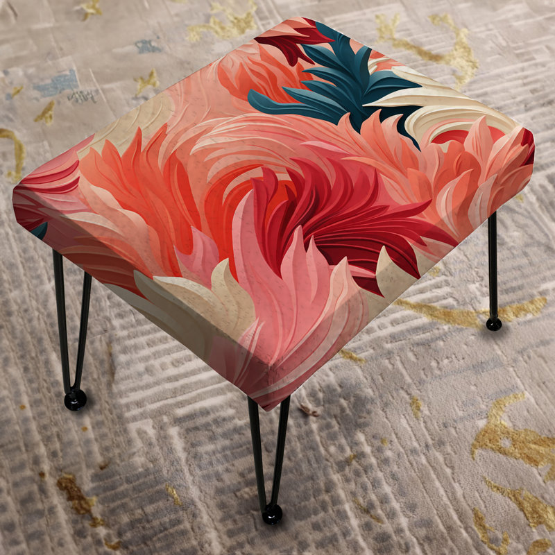 Design Art Coral Canvas Tropical Pattern - Tropical Rectangle Ottoman ...