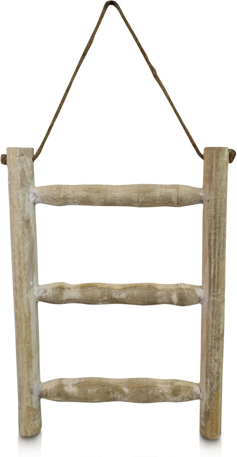 Gracie Oaks Tea Towel Rack – Rustic Wall Hanging Rope Ladder For Towels ...