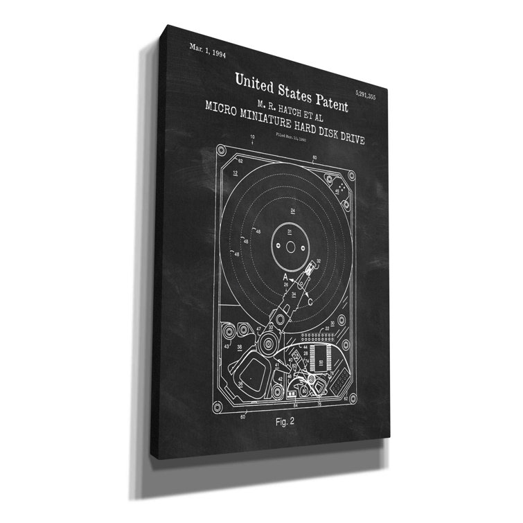 Williston Forge " Hard Disk Drive Blueprint Patent Chalkboard " | Wayfair