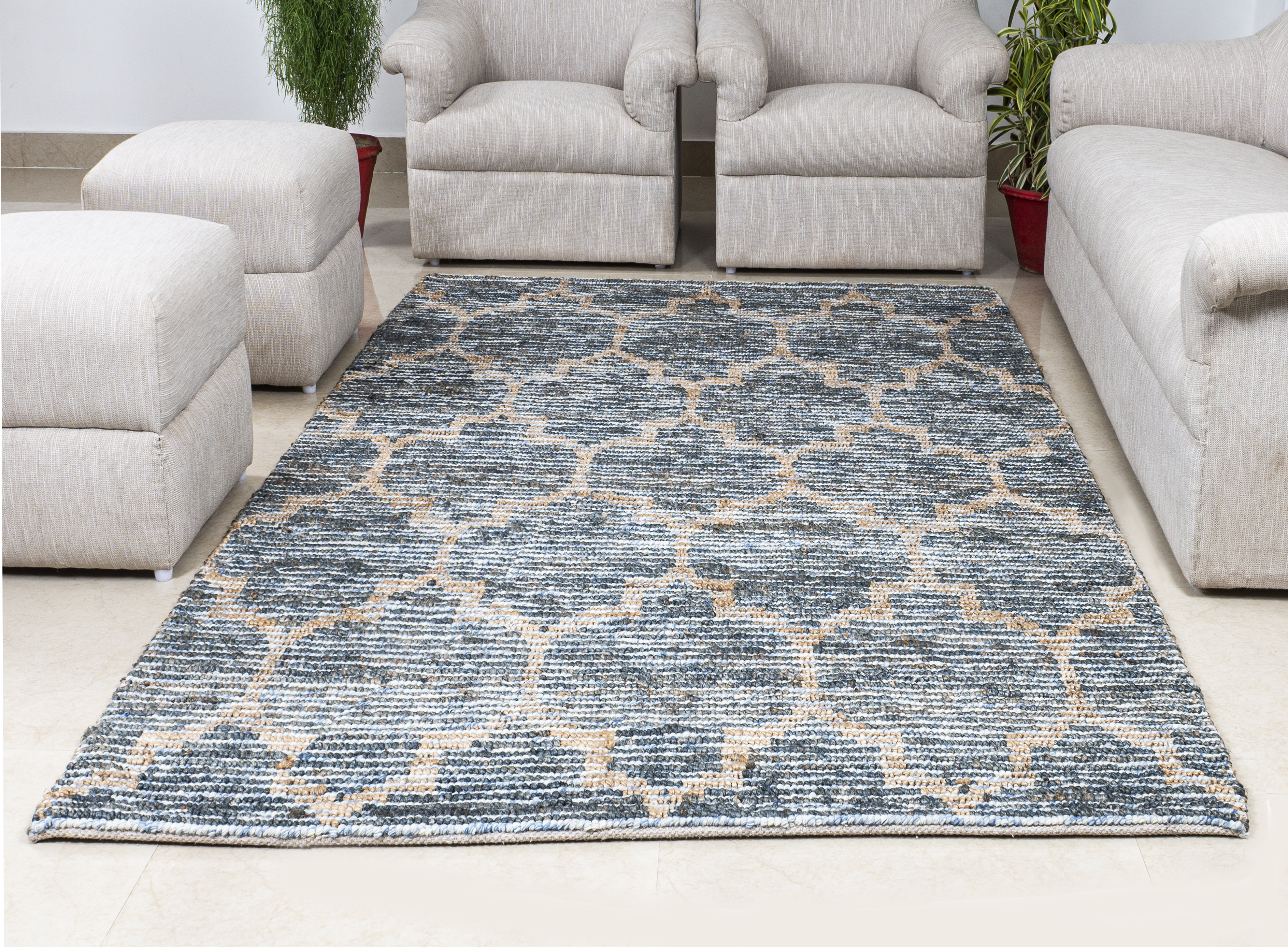Tufty Home Hand Woven Wool + Jute Loop Rug Blue/Natural - Wayfair Canada