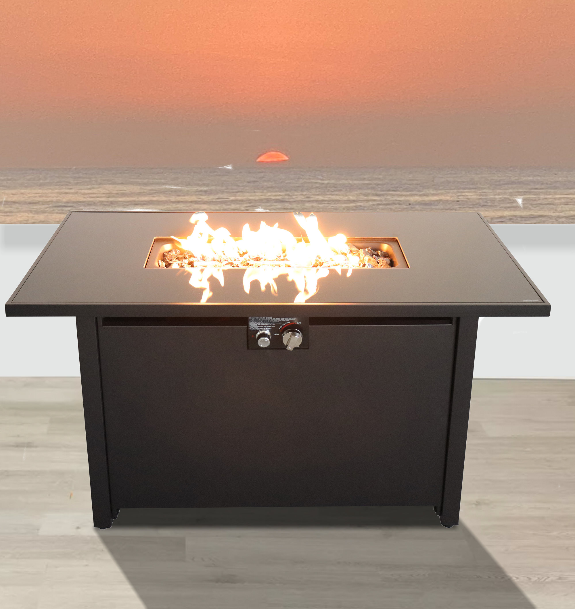Red Barrel Studio® Apisan 25'' H x 43'' W Steel Outdoor Fire Pit Table ...