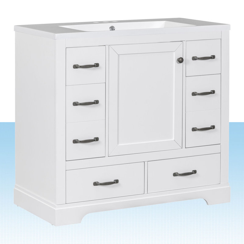 Winston Porter Raedon 36'' Single Bathroom Vanity with Ceramic Top ...