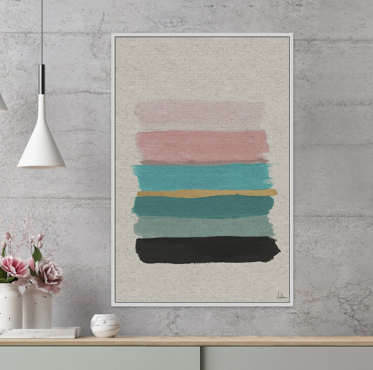 George Oliver 'Pastel Swatches' Framed Acrylic Painting Print on Canvas ...