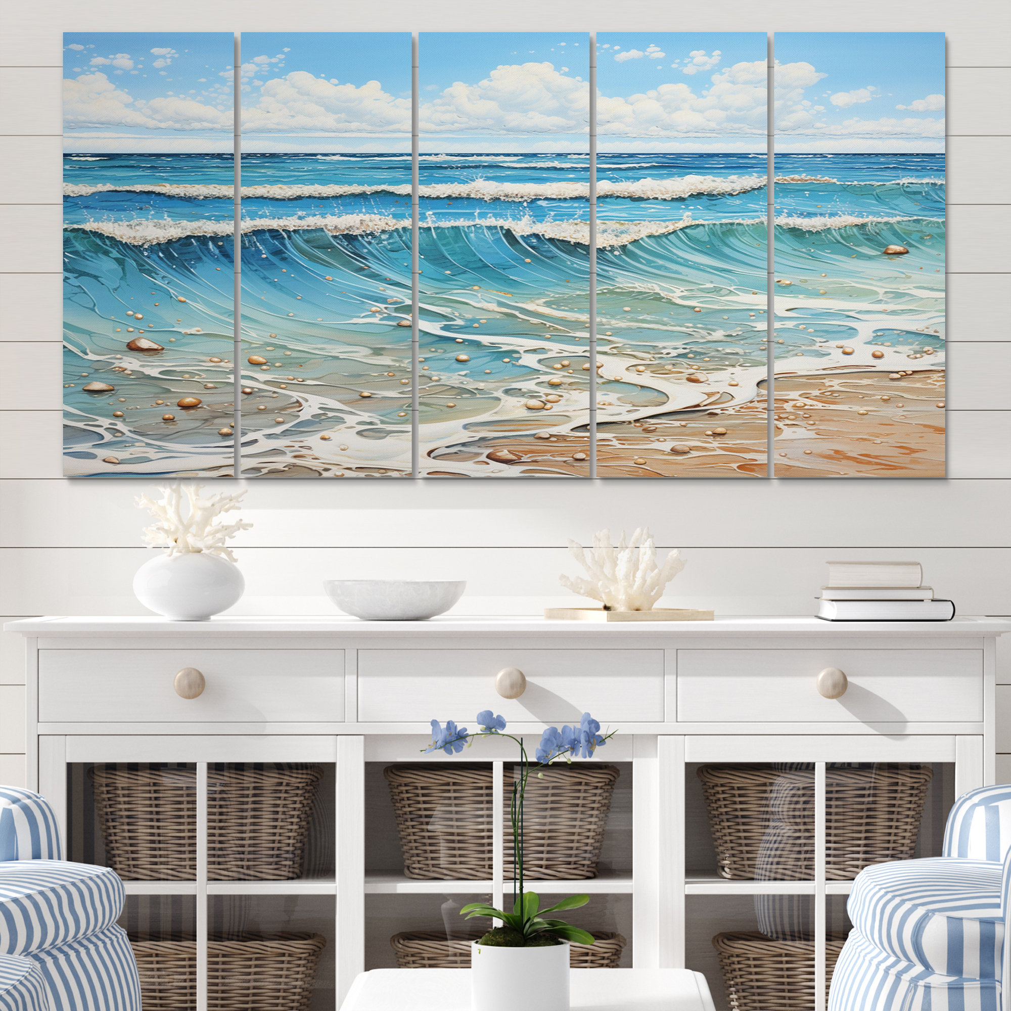 Design Art Beach Seaside Reflections Pointillism II - Nautical & Beach ...
