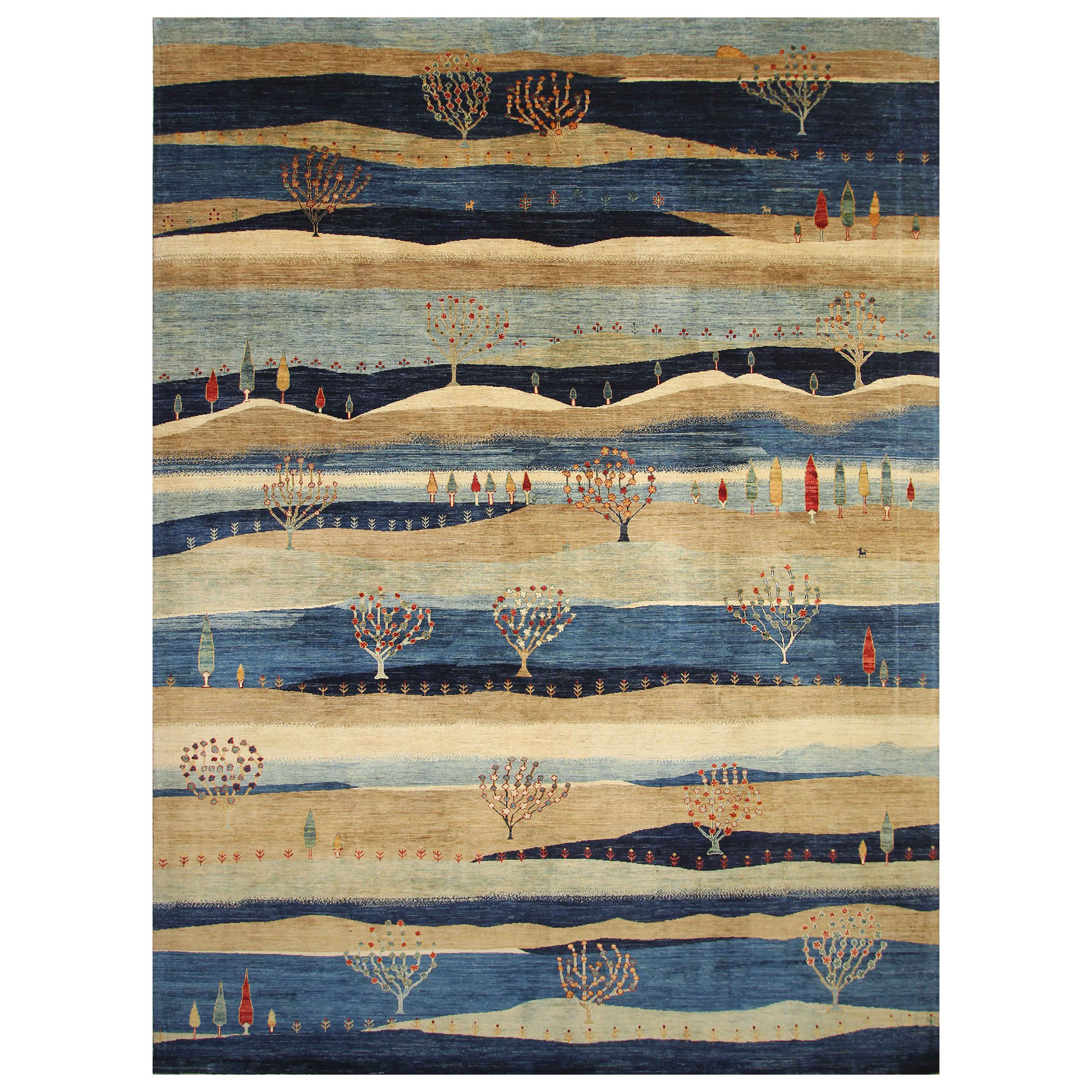 Bokara Rug Co., Inc. High-Quality Hand-Knotted Blue And Beige Area Rug ...