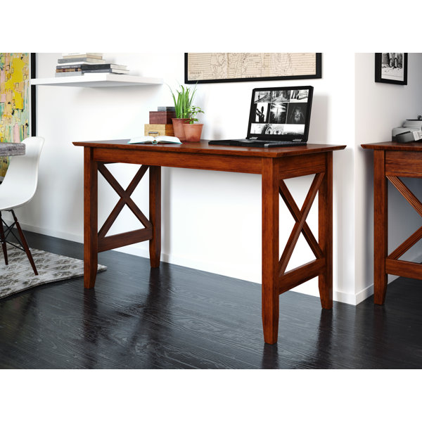 Gracie Oaks Solid Wood Desk with Attachable Turbo Device Charger ...