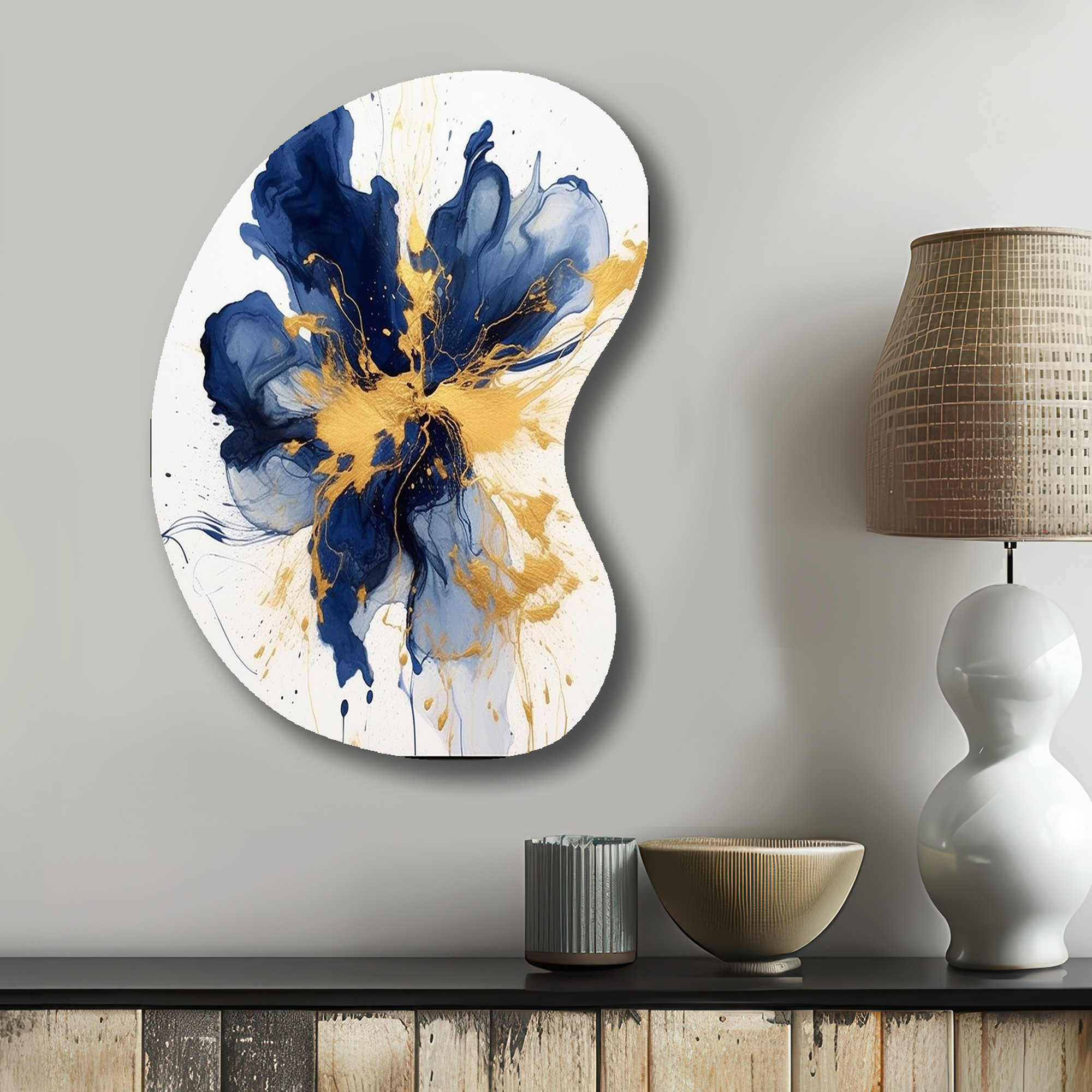 Design Art Dark Blue And Gold Strokes I - Fractals Boom Shape Irregular ...