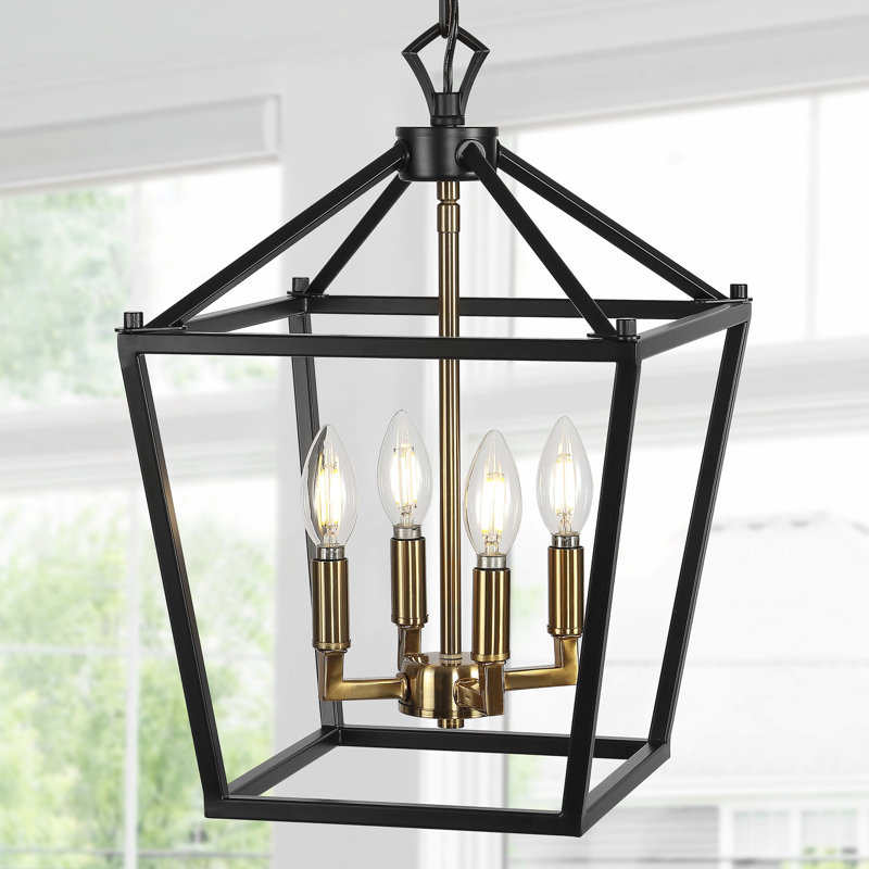 Gracie Oaks Henjes 4 - Light Oil Rubbed Bronze/Brass Gold Lantern ...
