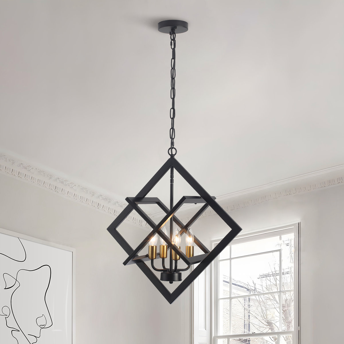 Ivy Bronx 4 - Light Dimmable Modern Lantern Geometric Cage Pendant ...